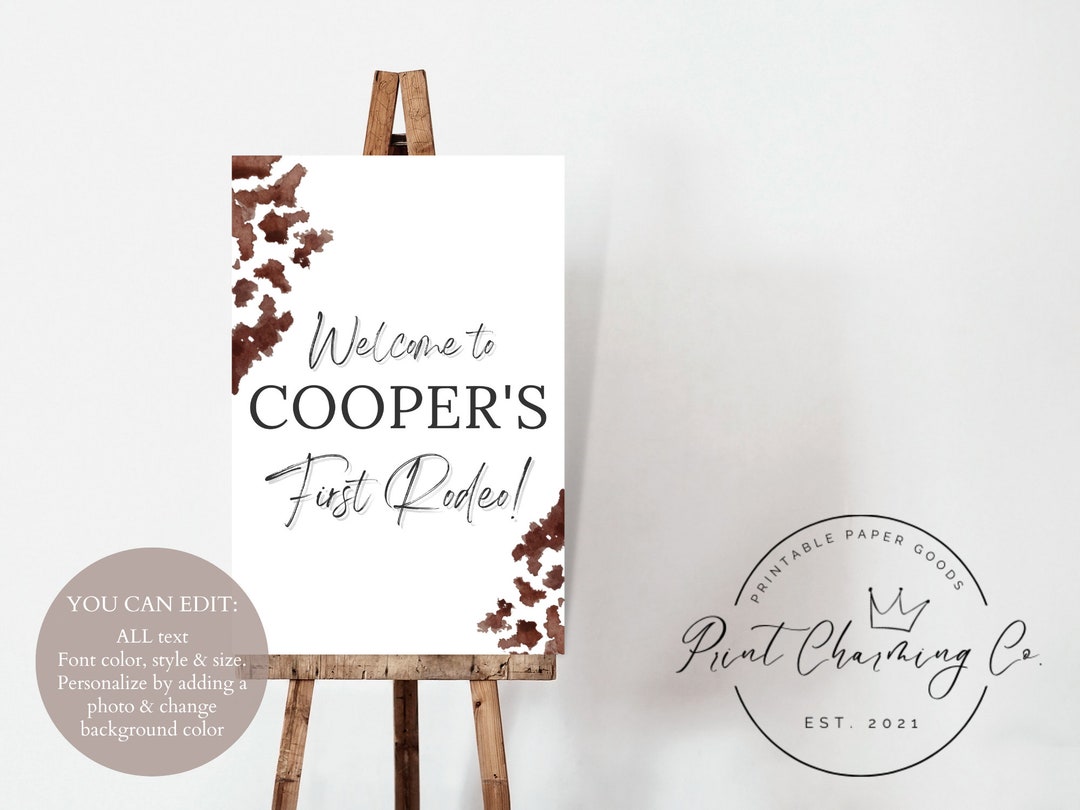 My First Rodeo Welcome Sign, Western First Birthday Sign, Digital ...