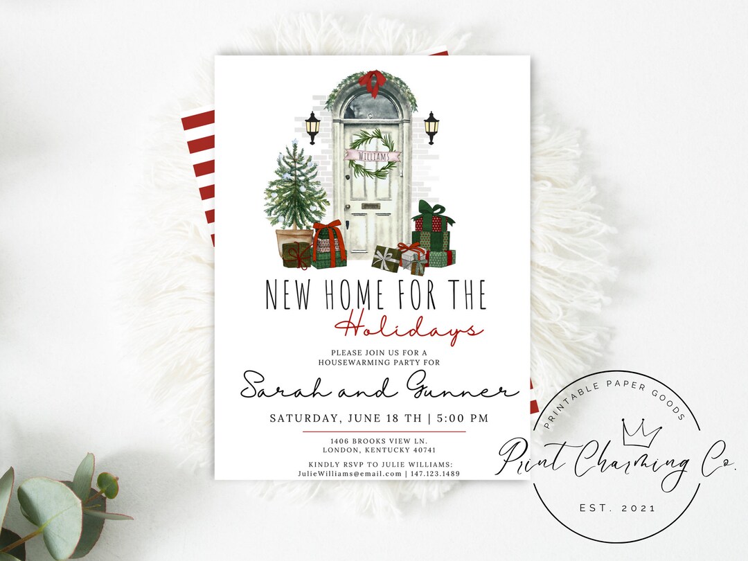 Holiday Personalized Door Housewarming Party Invite, New Home ...