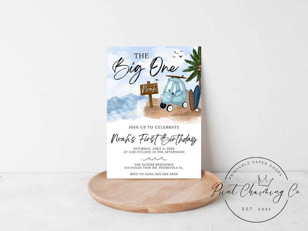 Editable the Big One Invitation, Invitation Template, Surf Invitation ...