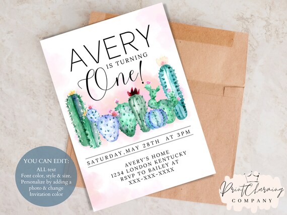 Printable Cactus Birthday Invitation Editable Birthday | Etsy