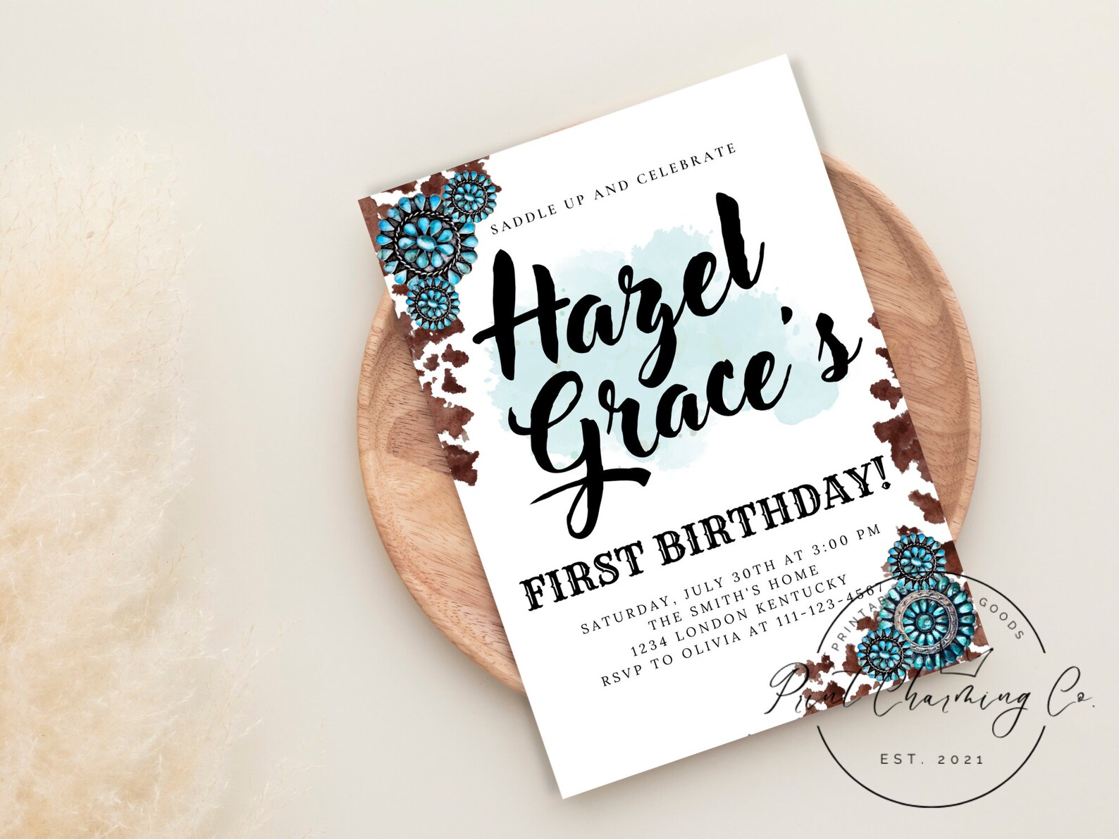 Western Turquoise Birthday Invitation First Birthday - Etsy