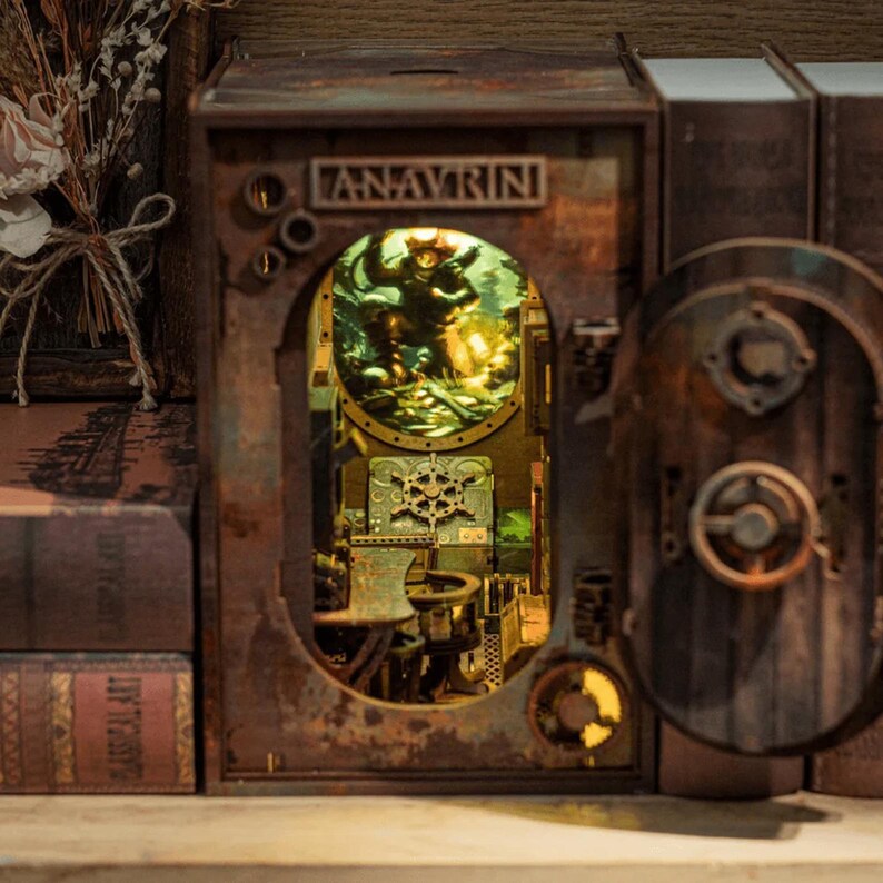 Abandoned Submarine Book Nook Kit – DIY Miniature Shelf Insert With LED, Nautical Steampunk ...