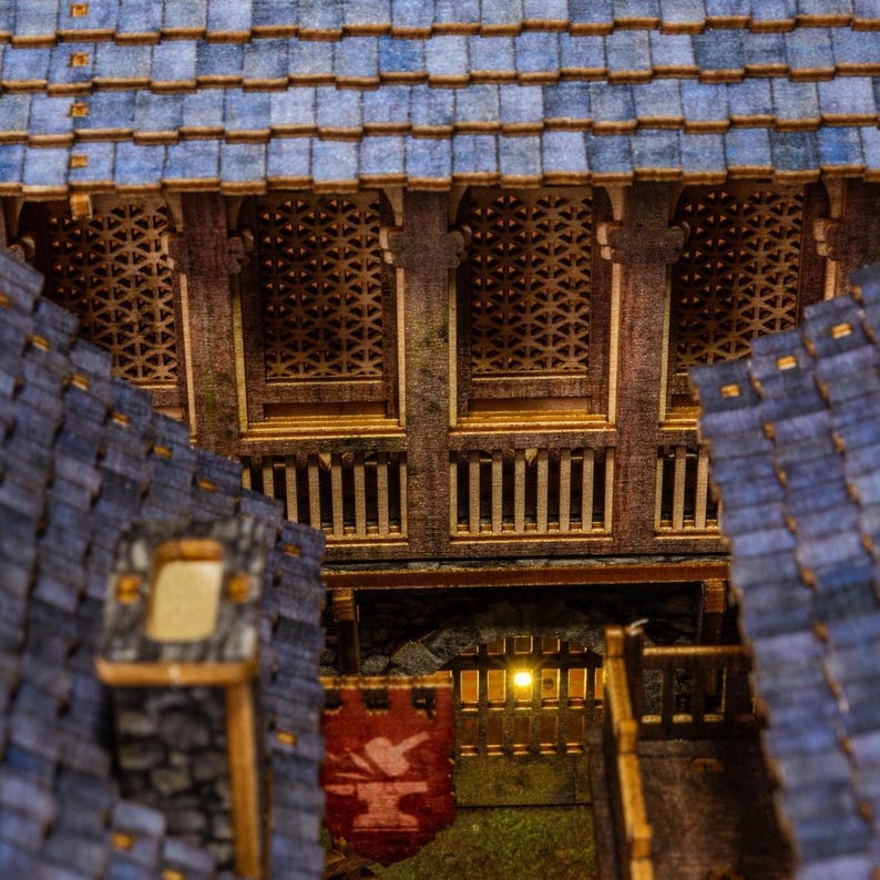 Medieval Manors House Book Nook | DIY Miniature LED Bookshelf Insert ...