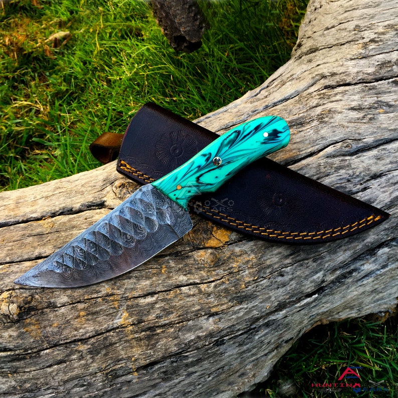 Beautiful Hand Forged Skinner Knife, Damascus Hunting Knife, Handmade ...
