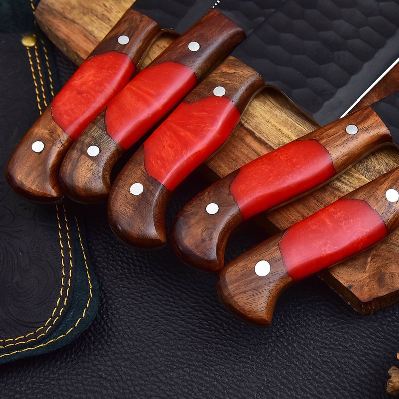 5 Pieces Handmade Black Powder Coated J2 Kitchen Knife Chef's Set and ...