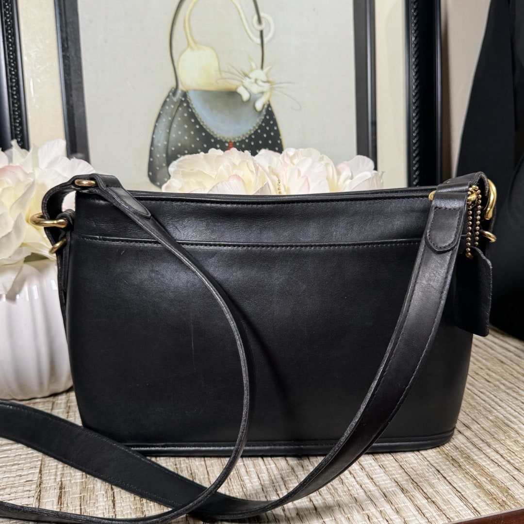 Vintage Coach Black Equestrian Zip Bag 9802 - Etsy