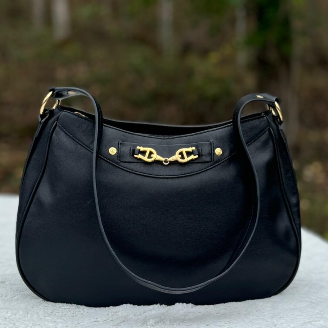 Vintage Etienne Aigner Black Leather Shoulder Bag - Etsy