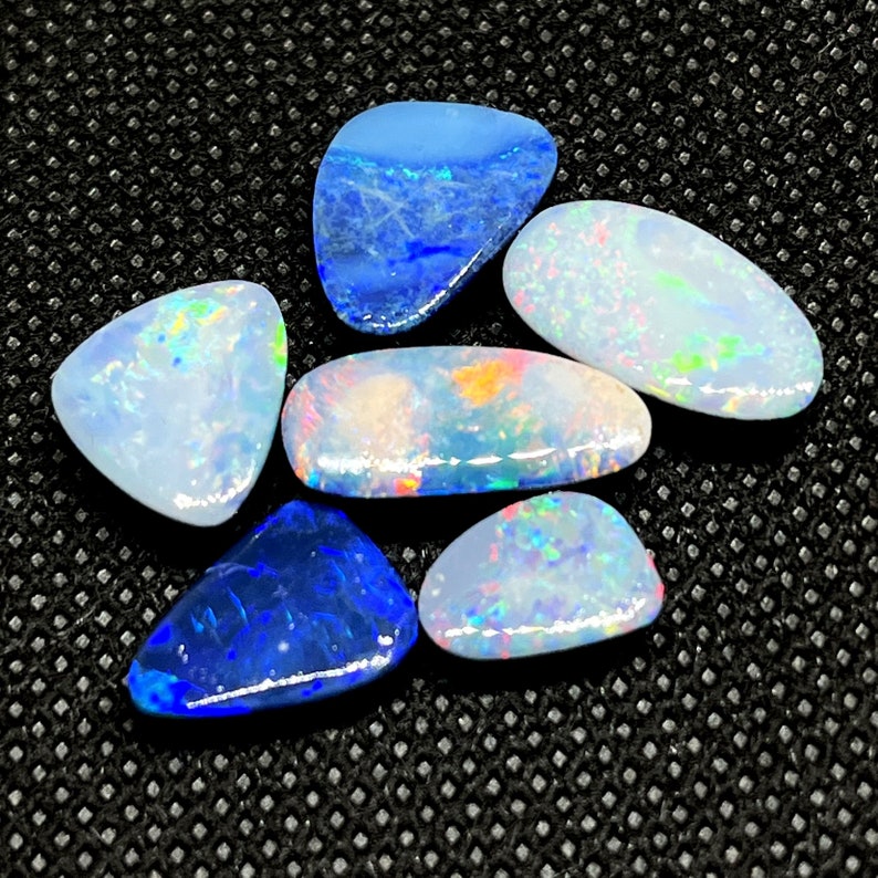 6 Pieces Mini Australian Opal Mix Shape Doublet, Good Quality Multi ...