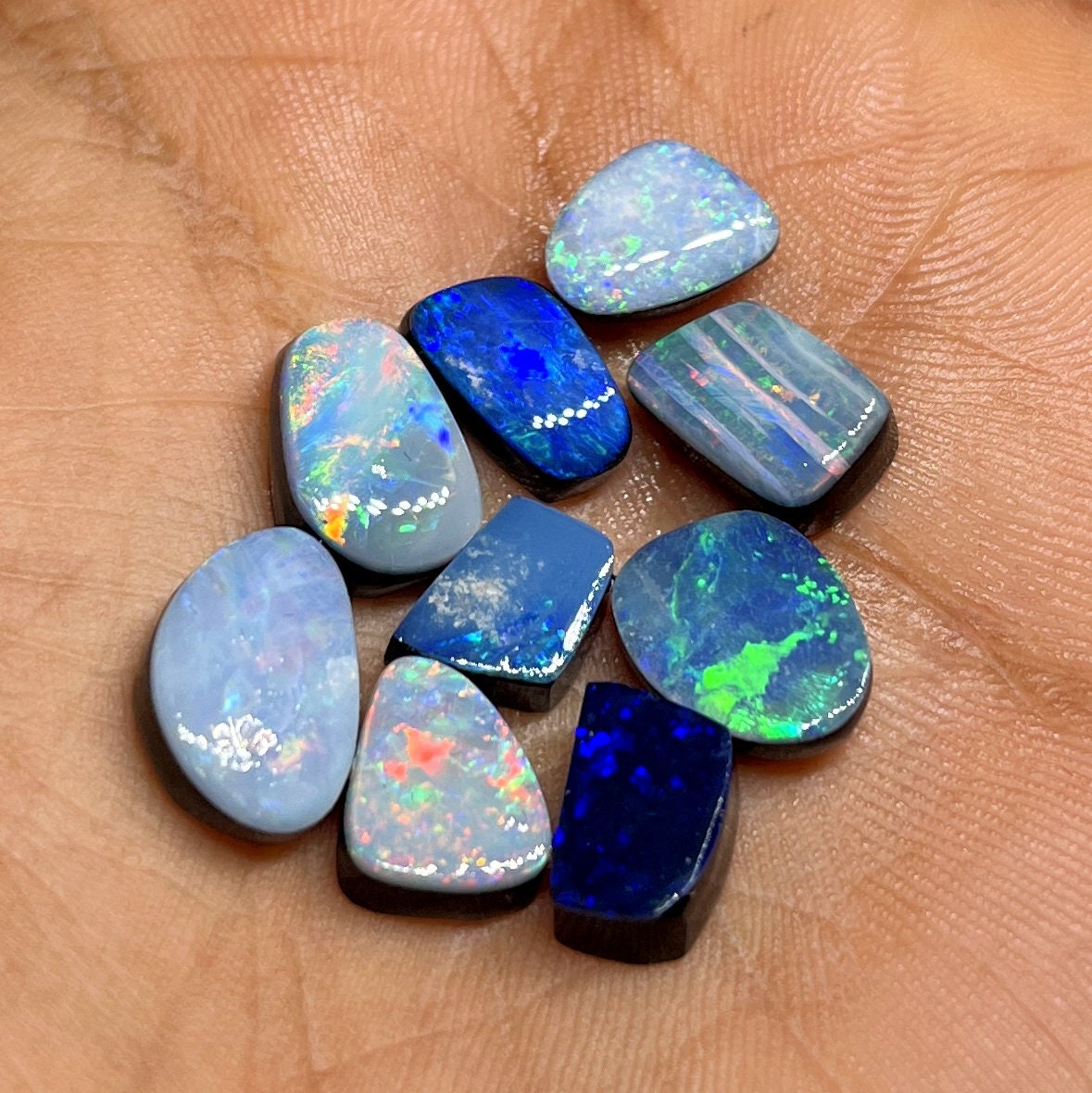 9 Pieces Mini Australian Opal Mix Shape Doublet, Good Quality Multi ...