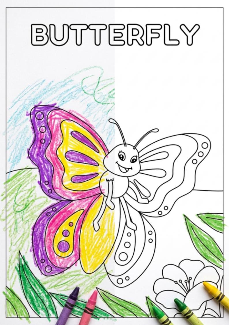 Kids Garden Coloring Book | Butterflies, Flowers, Rainbows (PDF ...