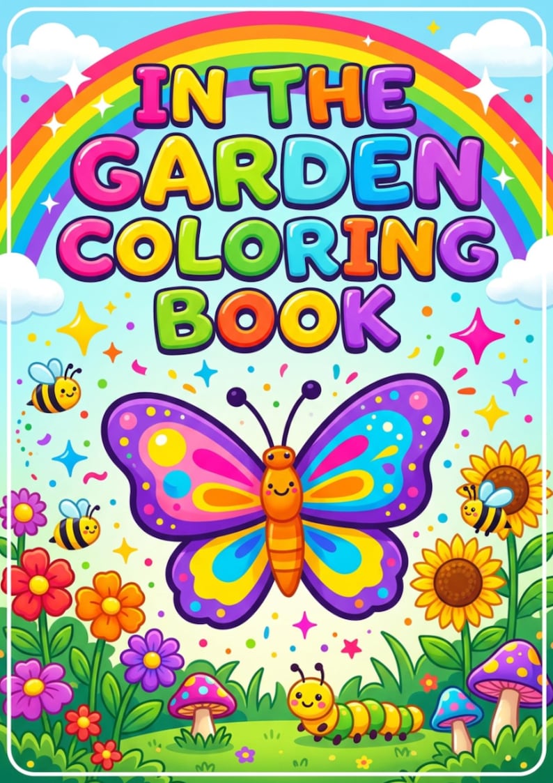 Kids Garden Coloring Book | Butterflies, Flowers, Rainbows (PDF ...