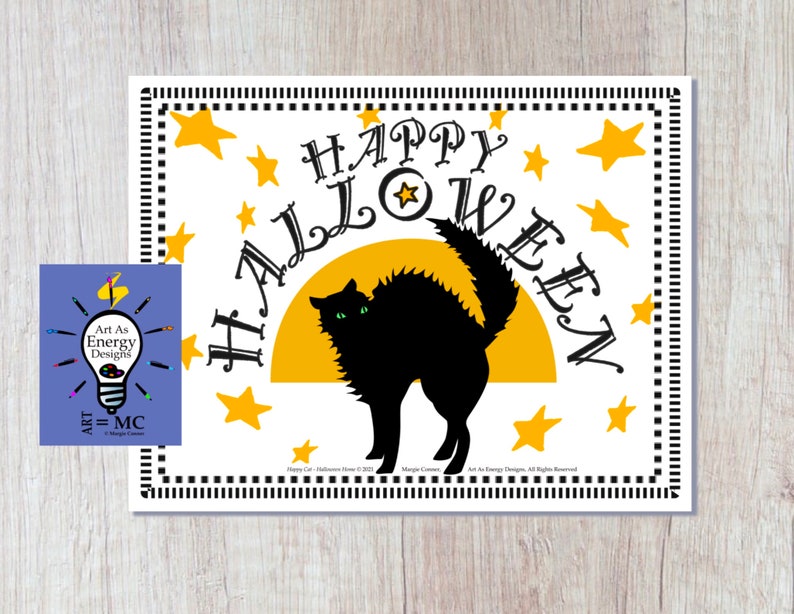 Happy Cat Halloween Home Printable Digital Download - Etsy