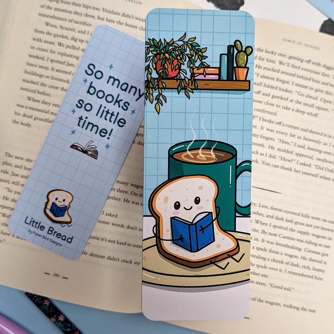 Cute Bread Bookmark | Double Sided | Rounded Corners - Etsy