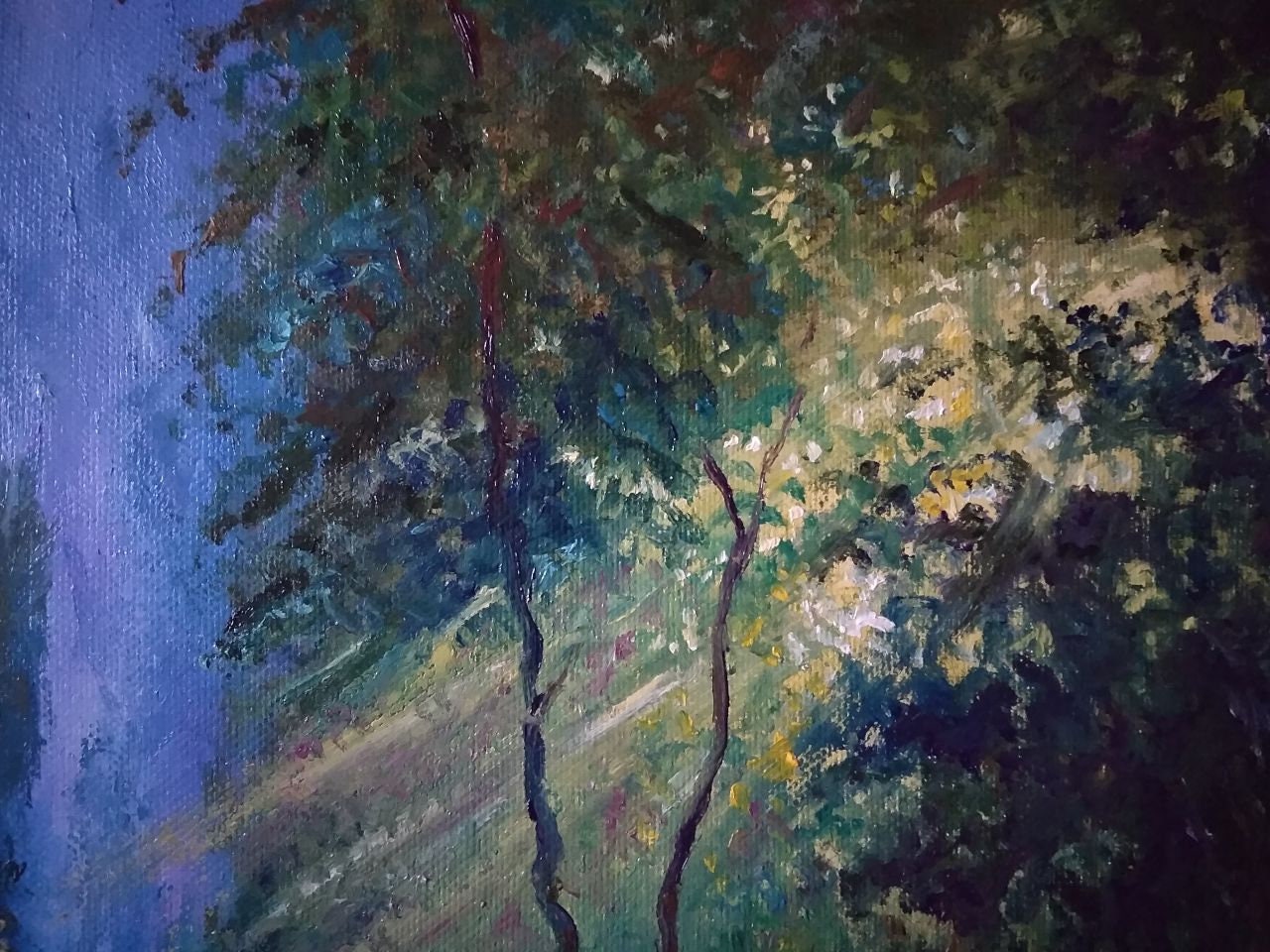 Painting sunbeam. Oil. Palette Knife. Canvas on a Stretcher. 12x16 ...