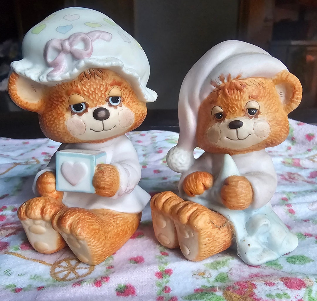 2 Teddy Beddy Bear Figurines 1982 Morgan Inc Enesco Taiwan Imports - Etsy
