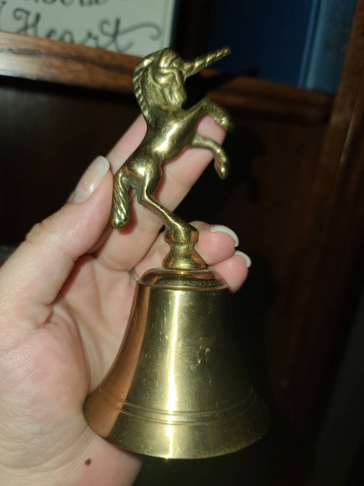 Vintage Solid Brass Unicorn Bell - Etsy