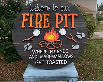 Campfire Round Sign - Etsy