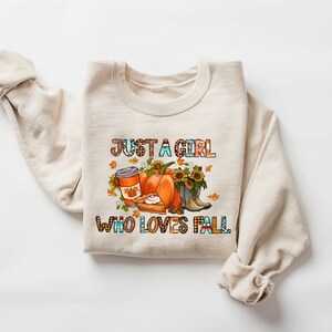 Just a Girl Who Loves Fall Sweatshirt, Womens Fall Long Sleeve, Cute ...