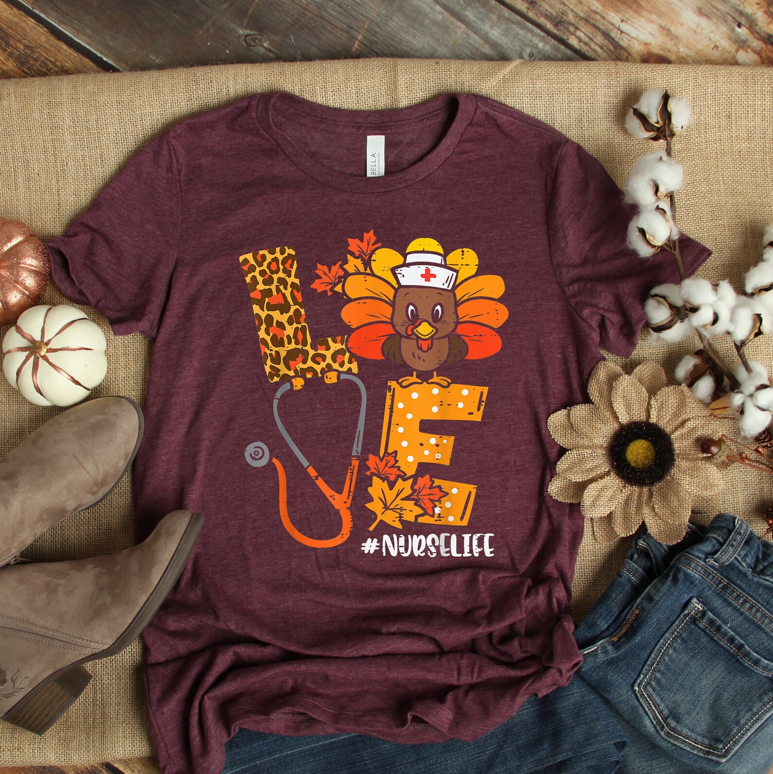 Nurse Leopard Turkey Shirt,nurse Gift,thanksgiving Nurse Shirt,nurse ...