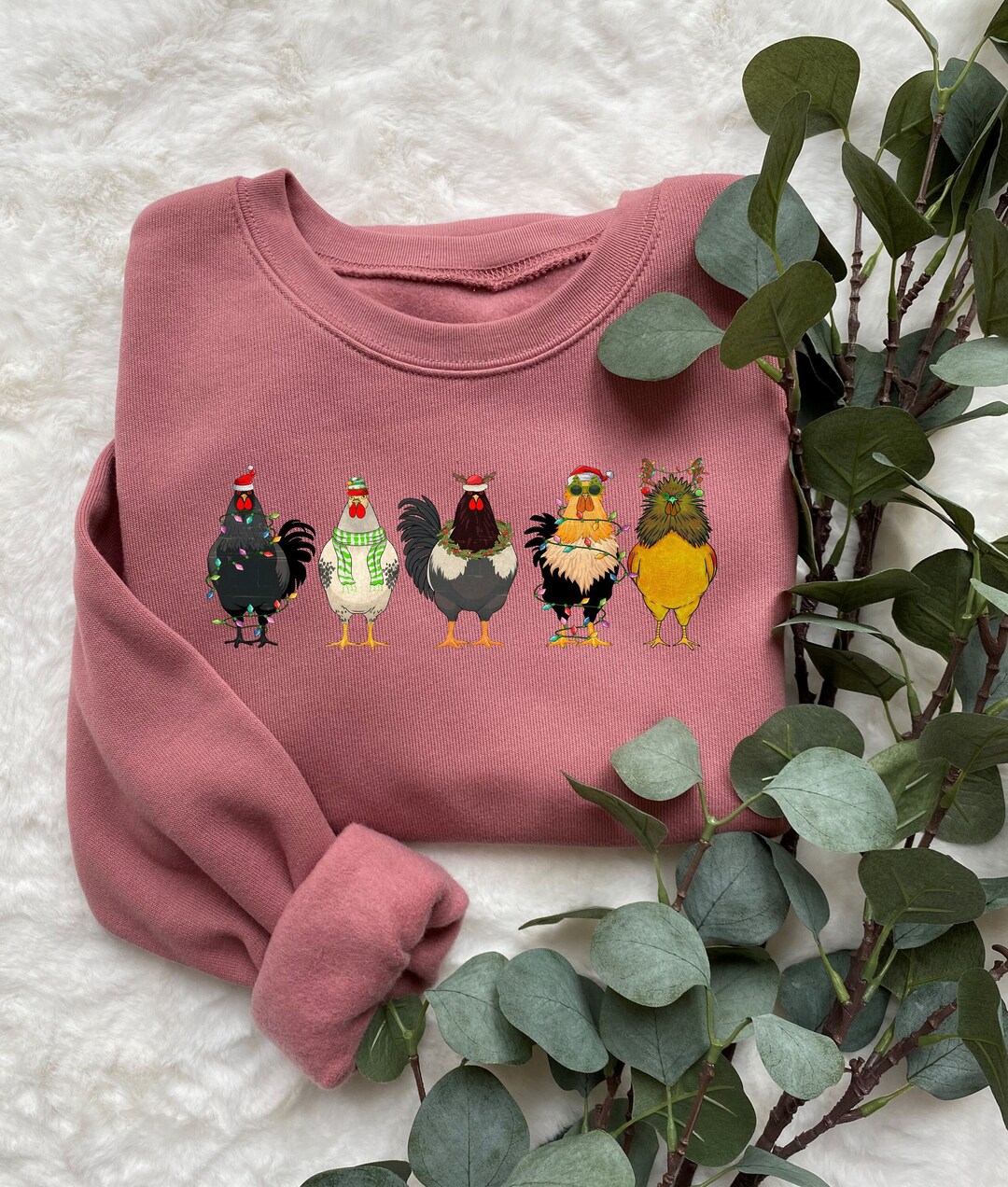 Сute Christmas Chickens Sweatshirt, Christmas Farm Sweatshirt, Funny ...