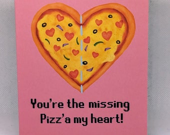 Pizza Valentine Day Card - Etsy
