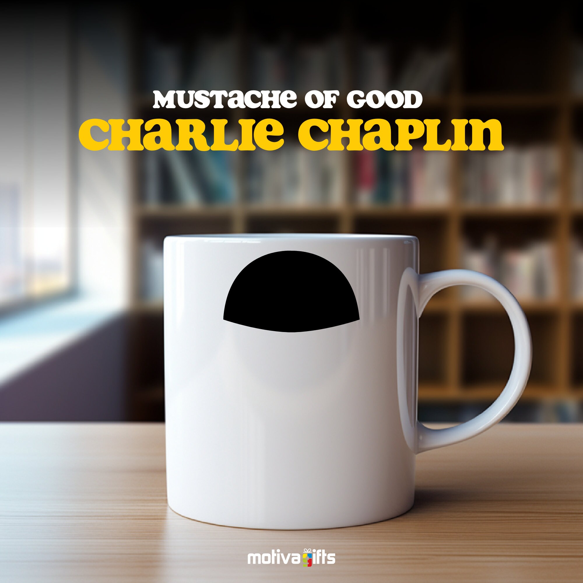 Classic Charlie Chaplin Mustache Mug Gifts for Him Funny Gift Dad Joke ...