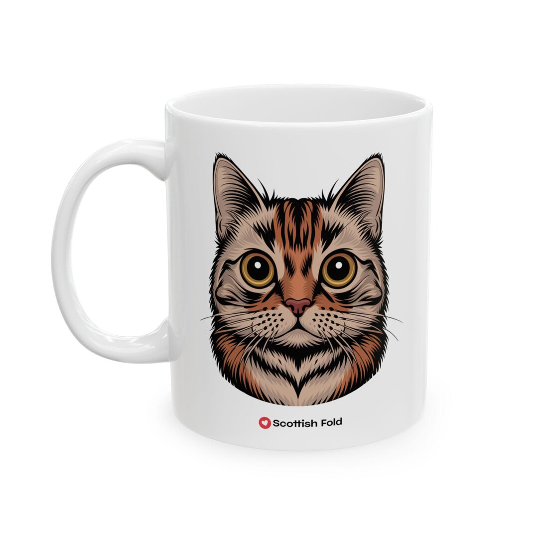 Scottish Fold Cat Mug 11oz Adorable Gift for Cat Lovers, Unique Coffee ...