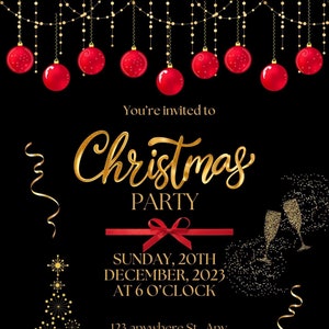 Editable Digital Invitation, Digital Christmas Party Invitation, Party ...