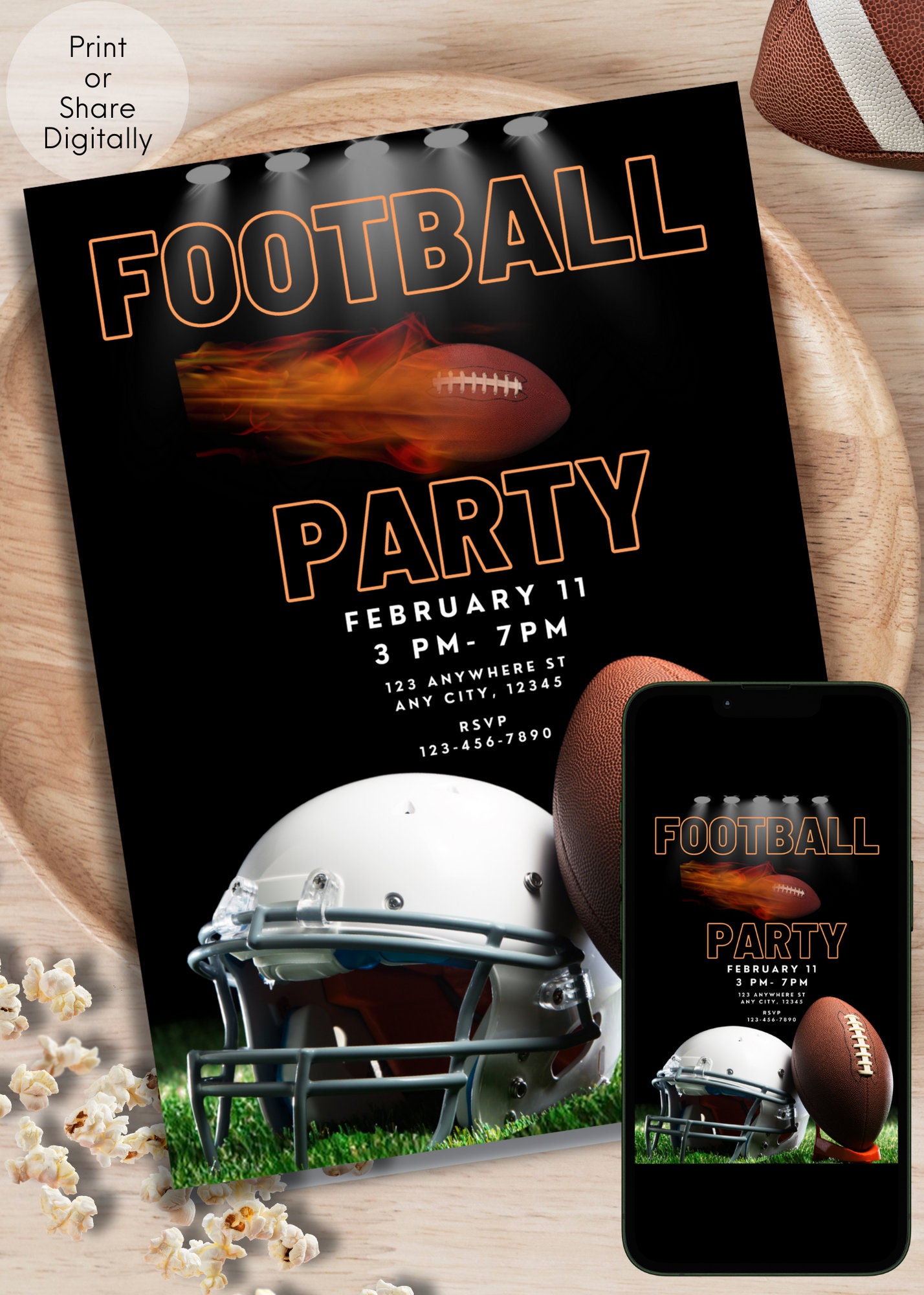 Editable Football Party Invitation, Easily Change the Words football ...