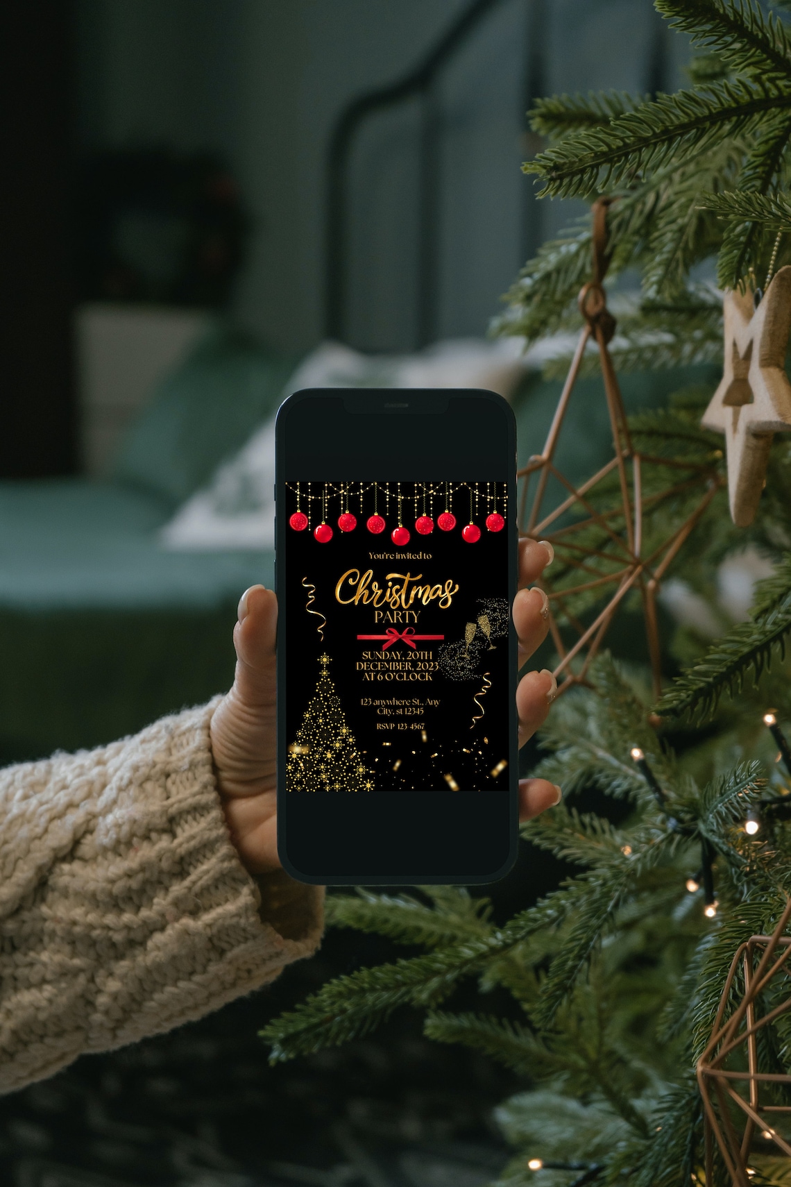 Editable Digital Invitation, Digital Christmas Party Invitation, Party ...