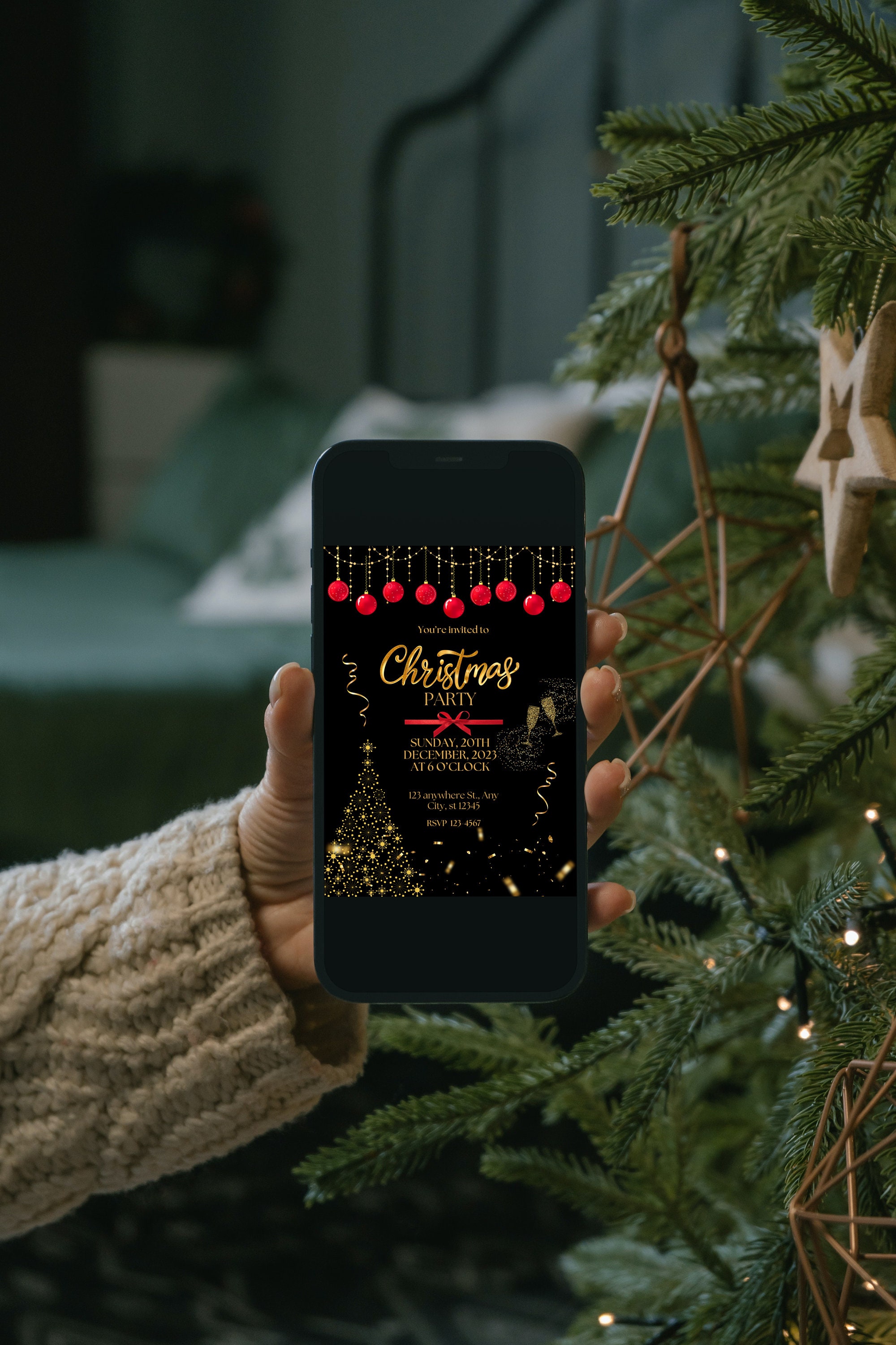 Editable Digital Invitation, Digital Christmas Party Invitation, Party ...