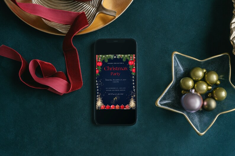 Editable Digital Invitation, Digital Christmas Party Invitation, Party ...