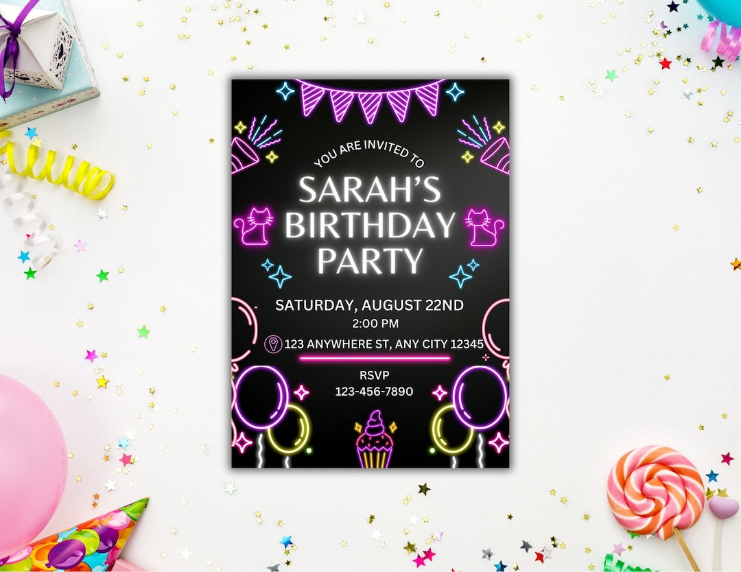 Editable Birthday Party Invitation, Digital Invitation, Easy to Edit - Etsy