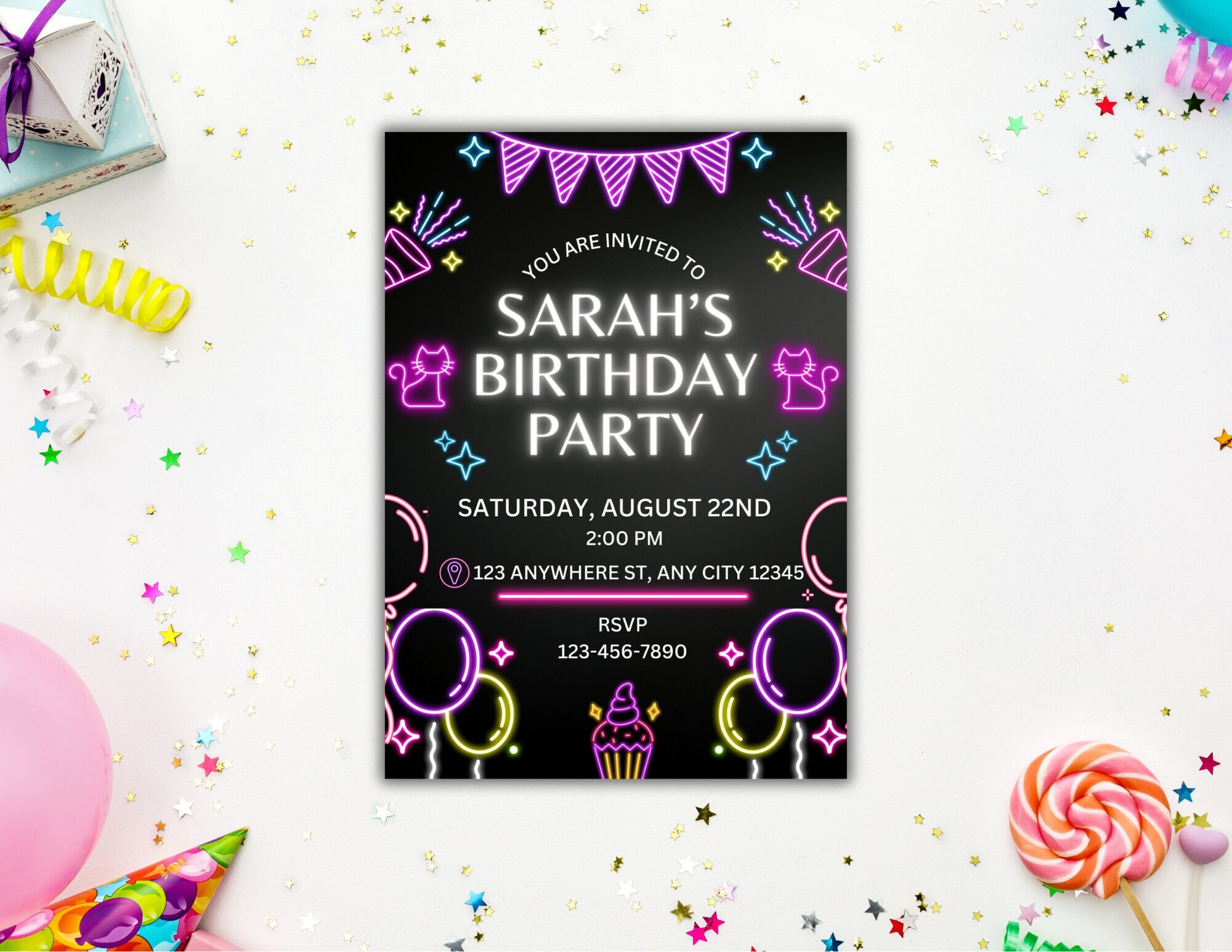 Editable Birthday Party Invitation, Digital Invitation, Easy to Edit - Etsy