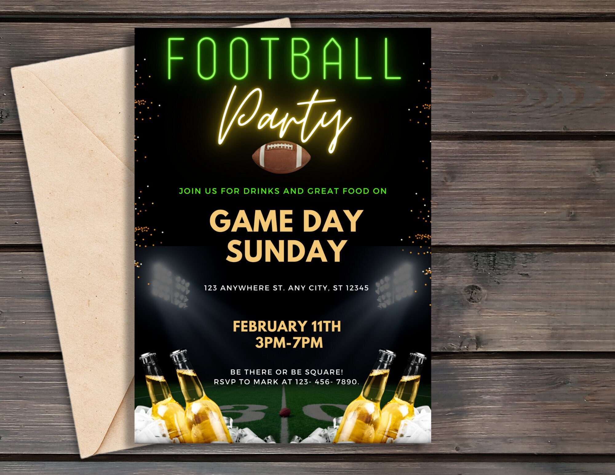 Editable Football Party Invitation, Easily Change the Words "football ...