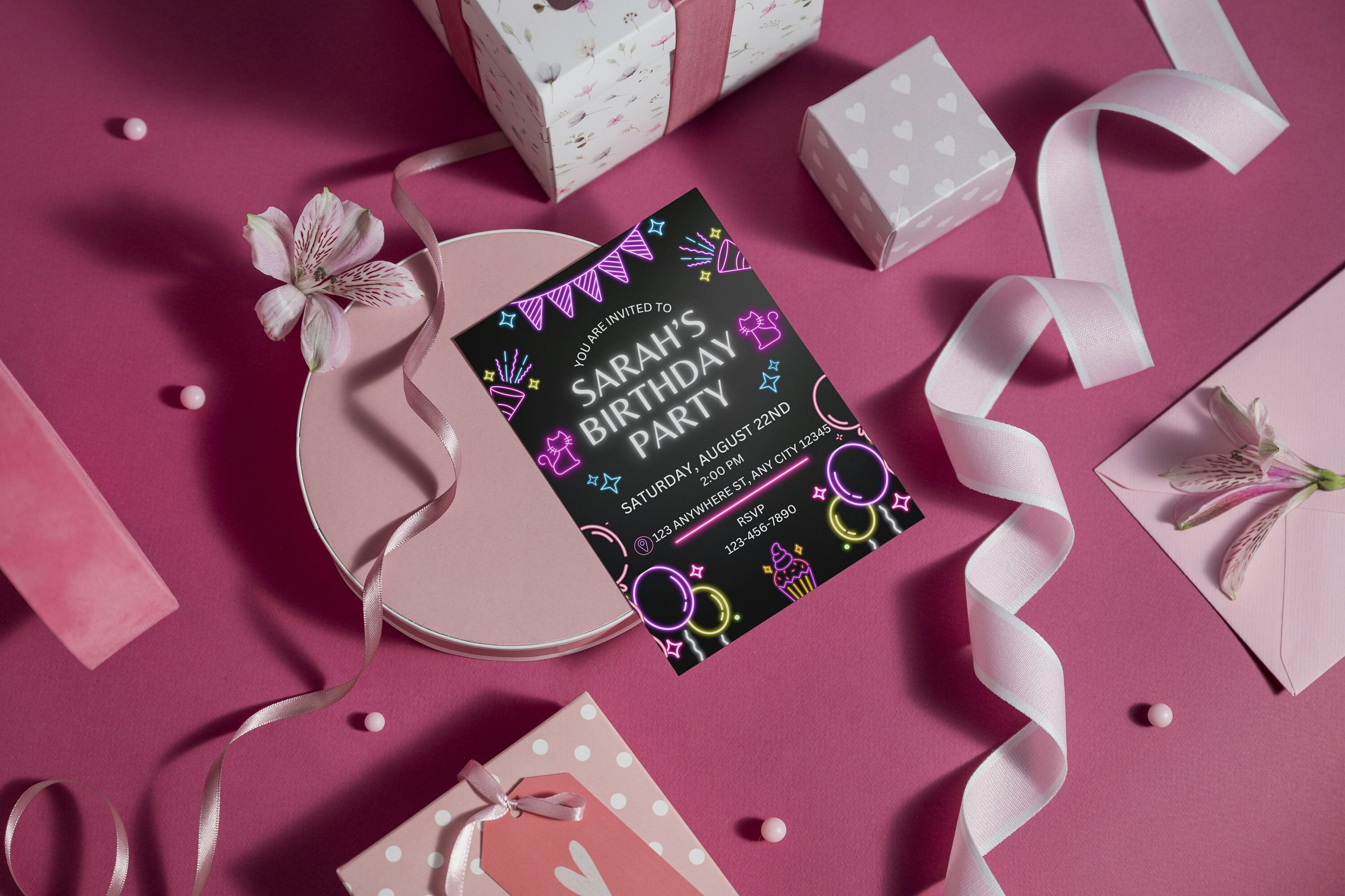 Editable Birthday Party Invitation, Digital Invitation, Easy to Edit - Etsy