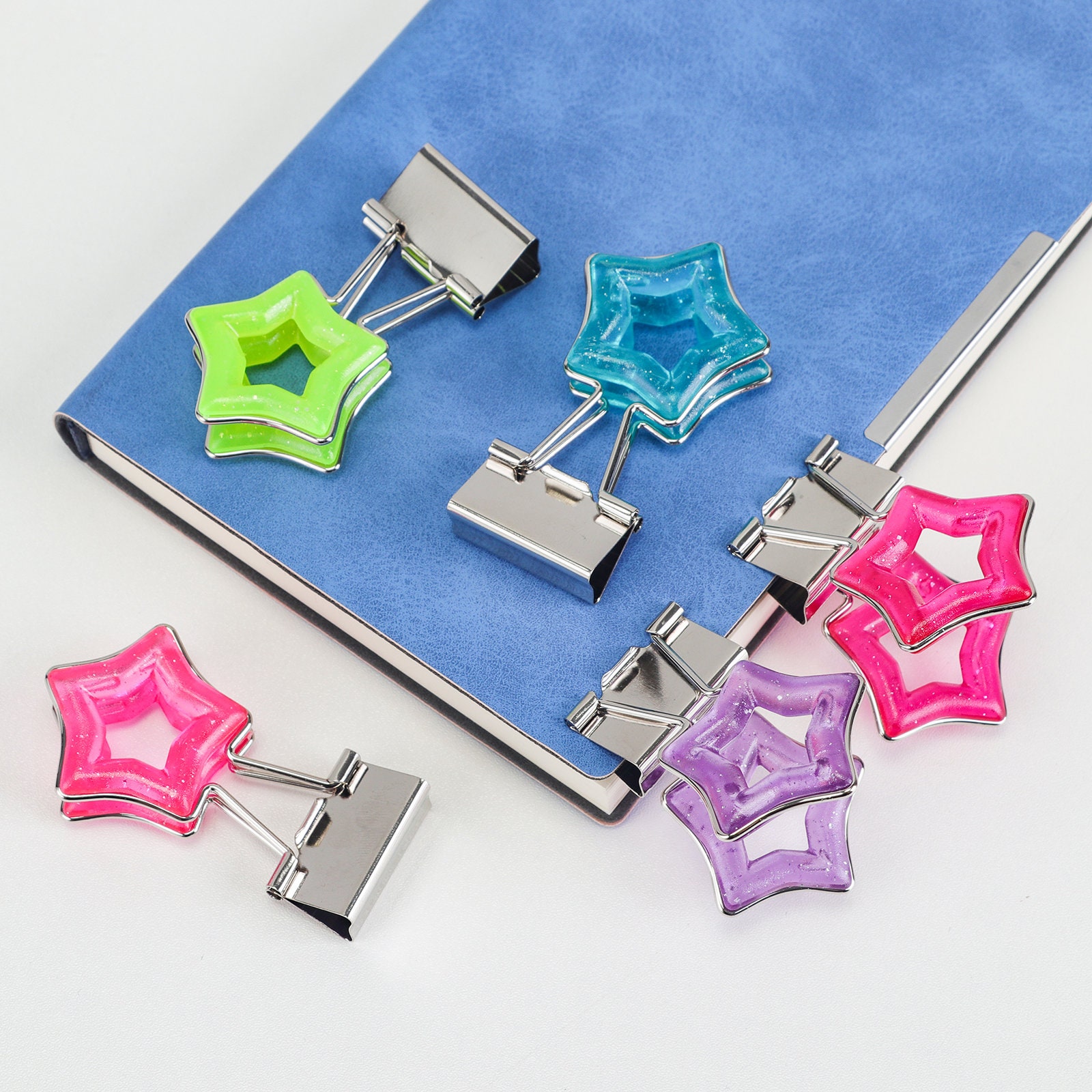 Star Shape Fashion Hollow Metal Binder 1 Inch Clips 10 Pcs/set Photo ...