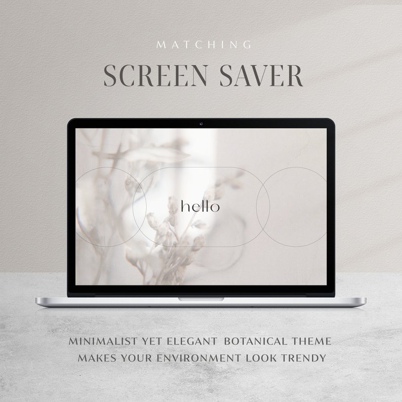Botanical Desktop Wallpaper Organizer, Neutral Screen Saver (digital ...