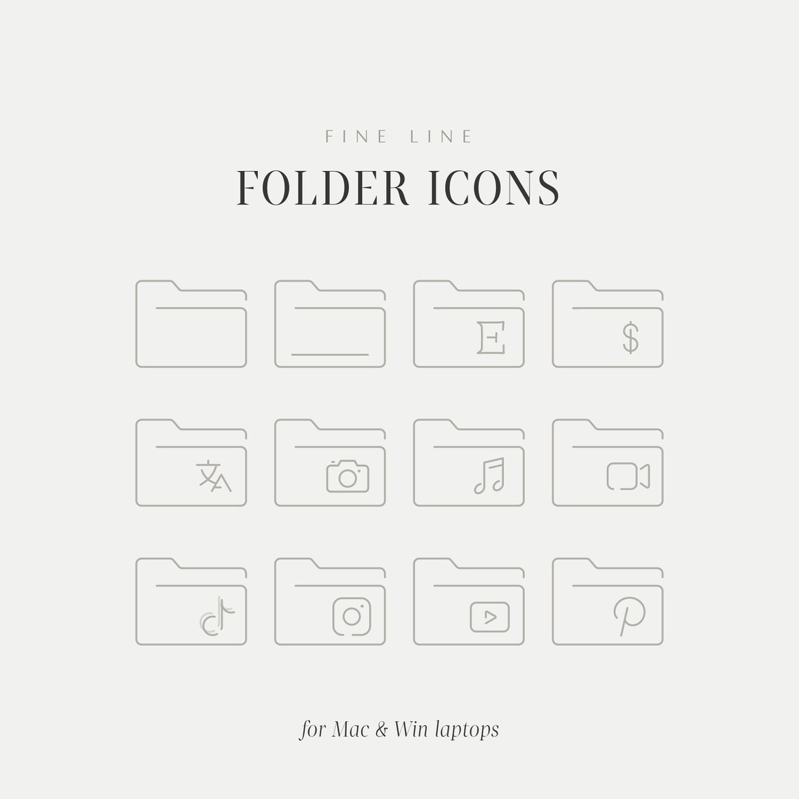 Minimalist Desktop Folder Icons, Desktop Folder Covers for Mac and ...