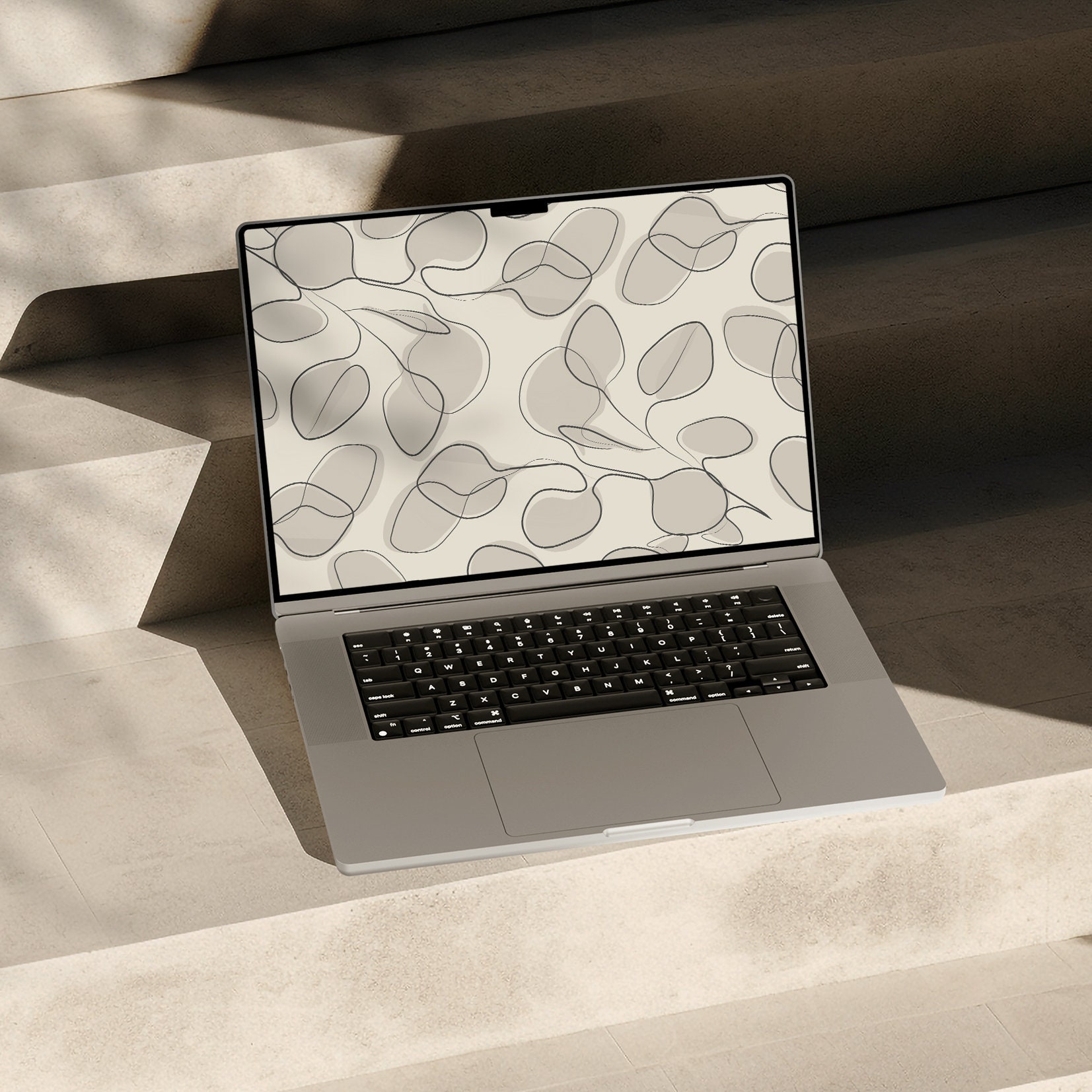 Botanical MacBook Wallpaper, Neutral Aesthetic Desktop, Laptop PC ...