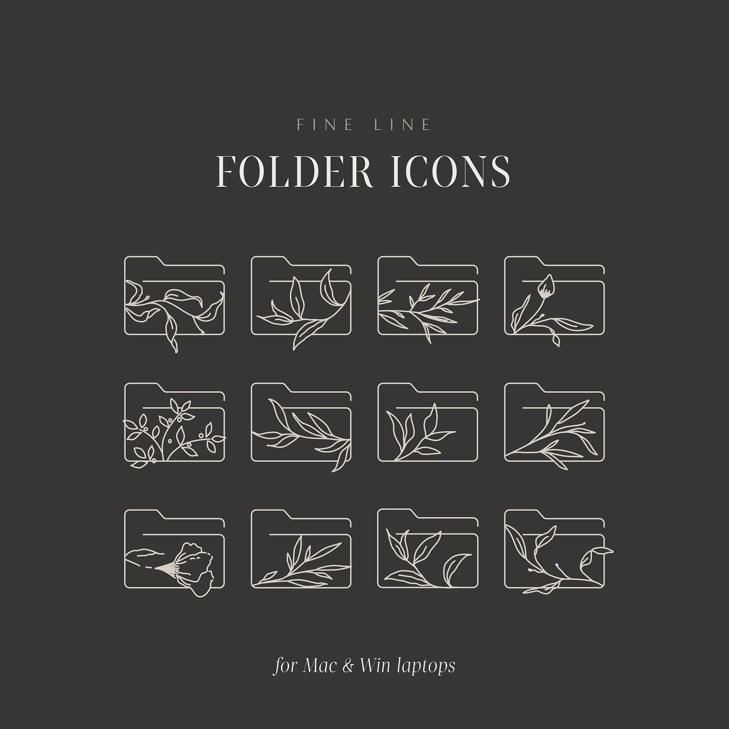 Minimalist Desktop Folder Icons Floral Desktop Folder Covers - Etsy UK