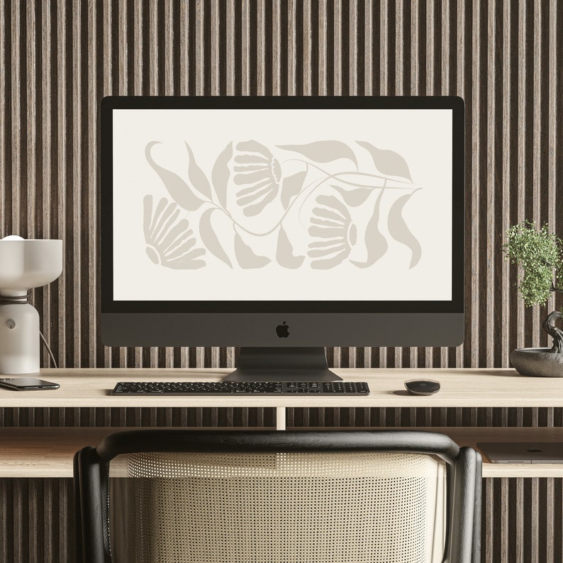 Desktop Wallpaper, Neutral Aesthetic Laptop Background, Botanical ...