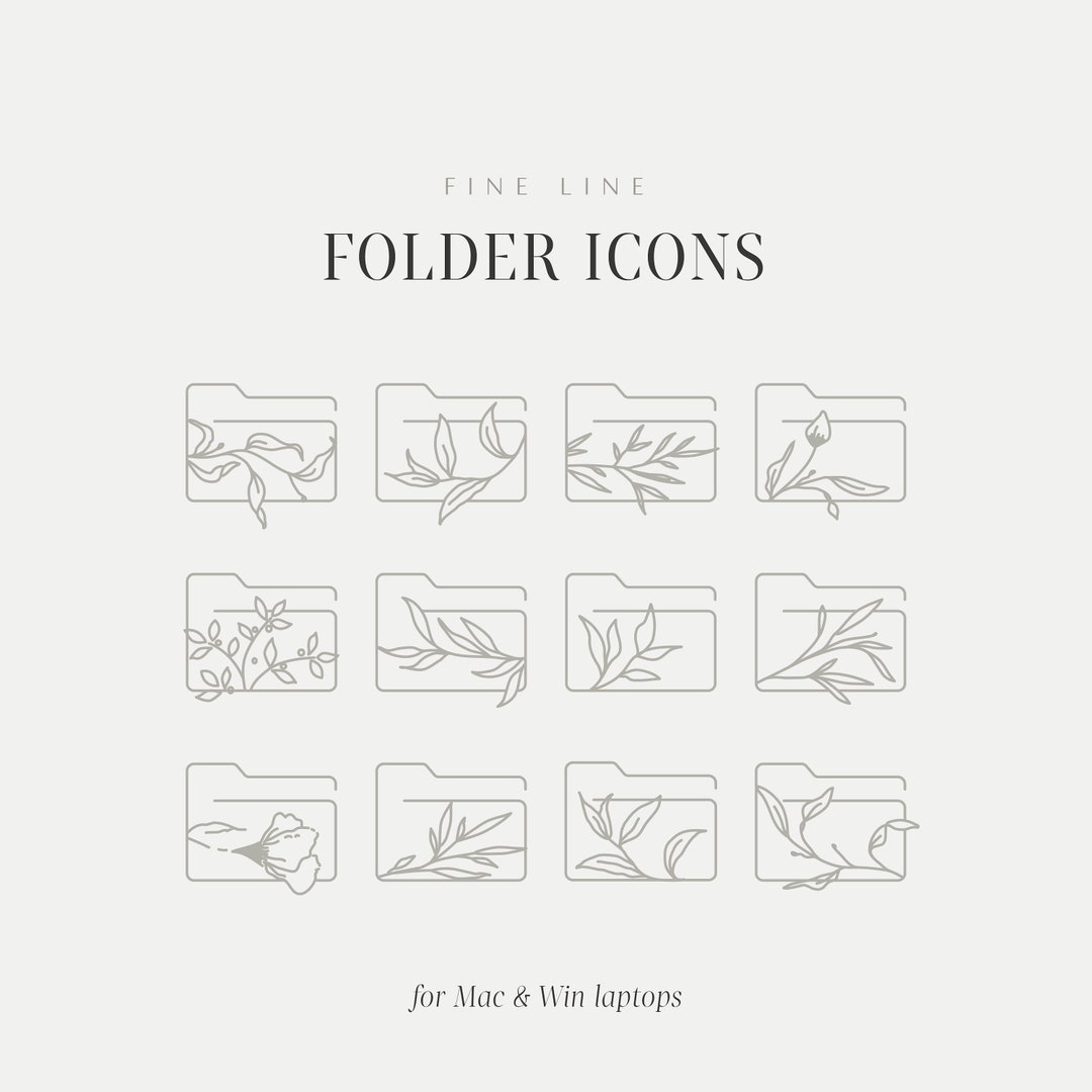Floral Desktop Folder Icons, Neutral Mac and Windows Covers (digital ...