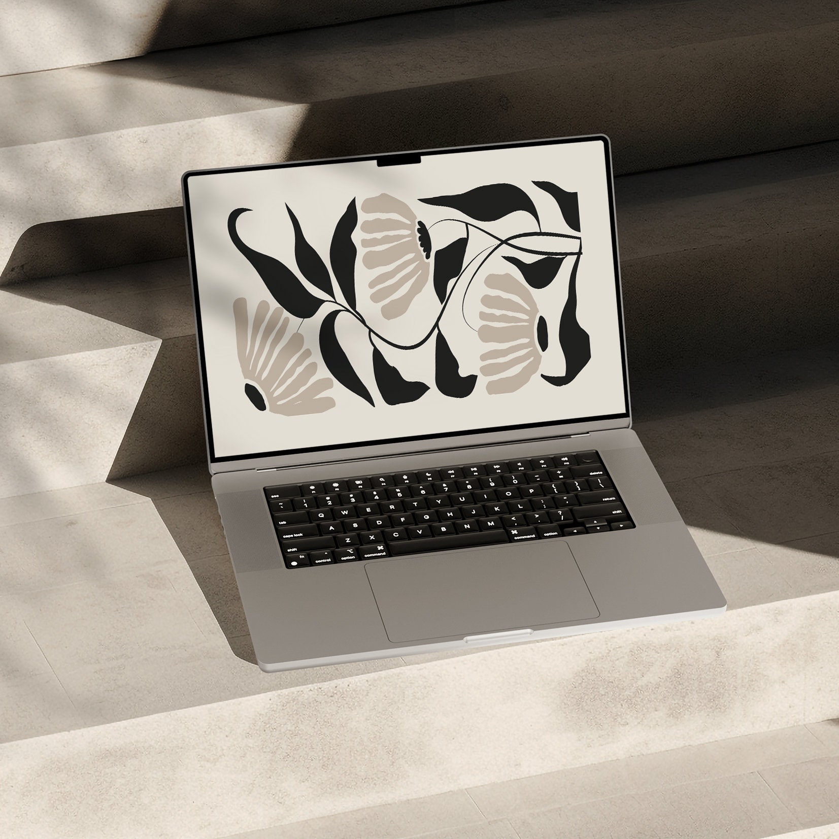 Desktop Wallpaper, Neutral Aesthetic Laptop Background, Botanical ...