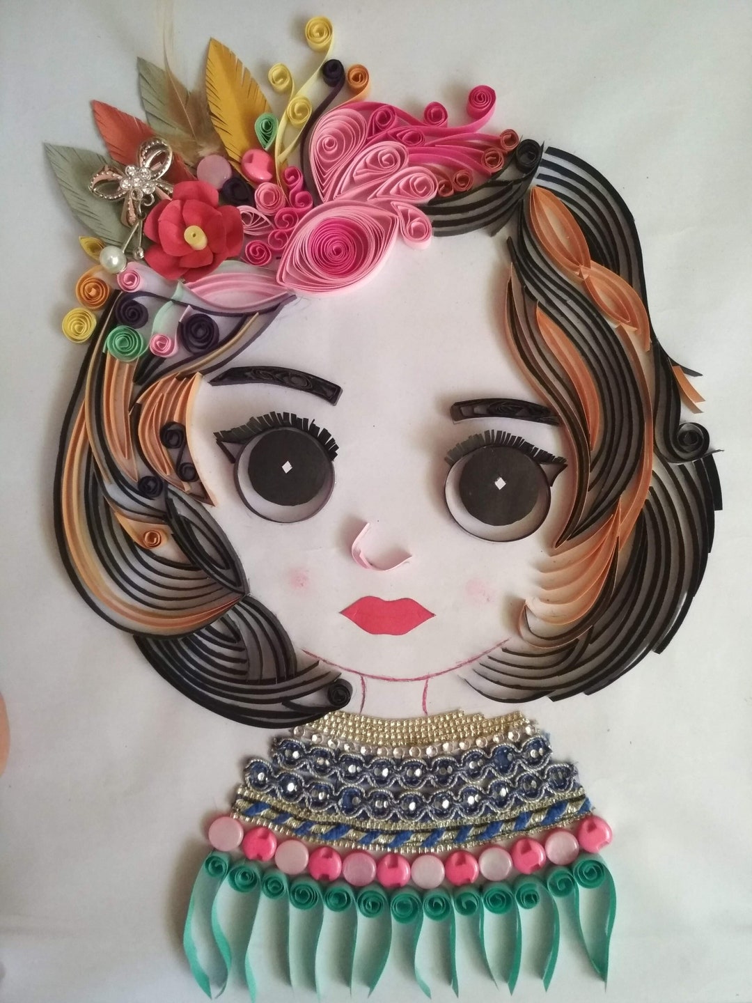 Doll Quilling Art 3D Art great Wall Decor Nursery Decor - Etsy