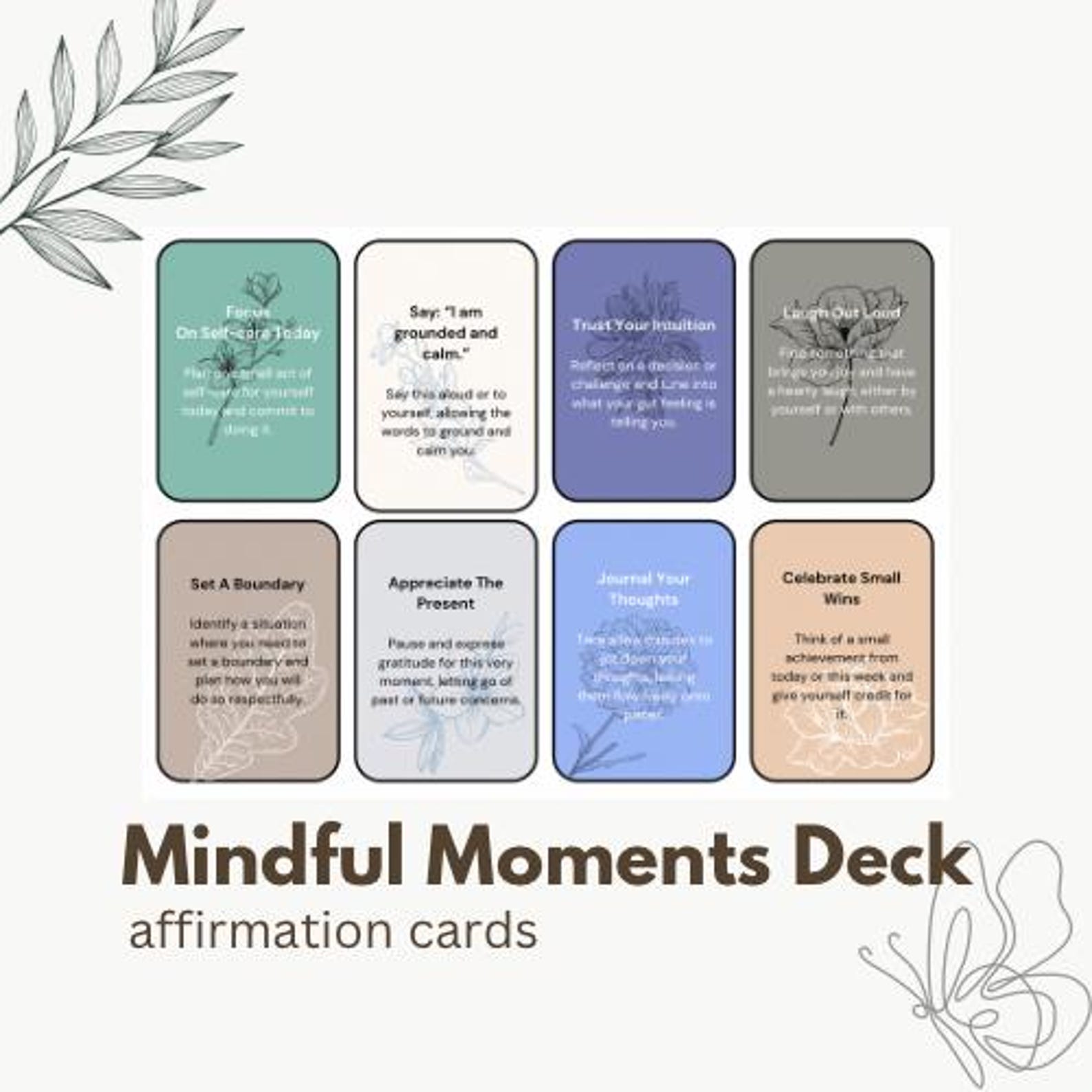 Mindful Moments Deck - Printable Mindfulness Cards for Self-care ...