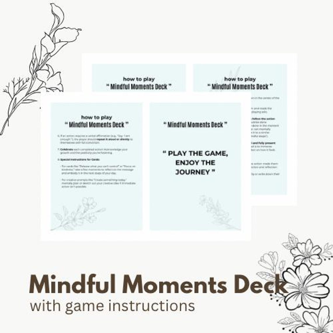 Mindful Moments Deck Printable Mindfulness Cards for Self-care ...