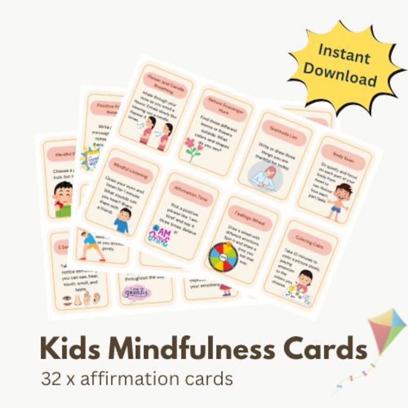 Kids Mindfulness Cards - Printable Mindfulness Cards for Kids, Self ...