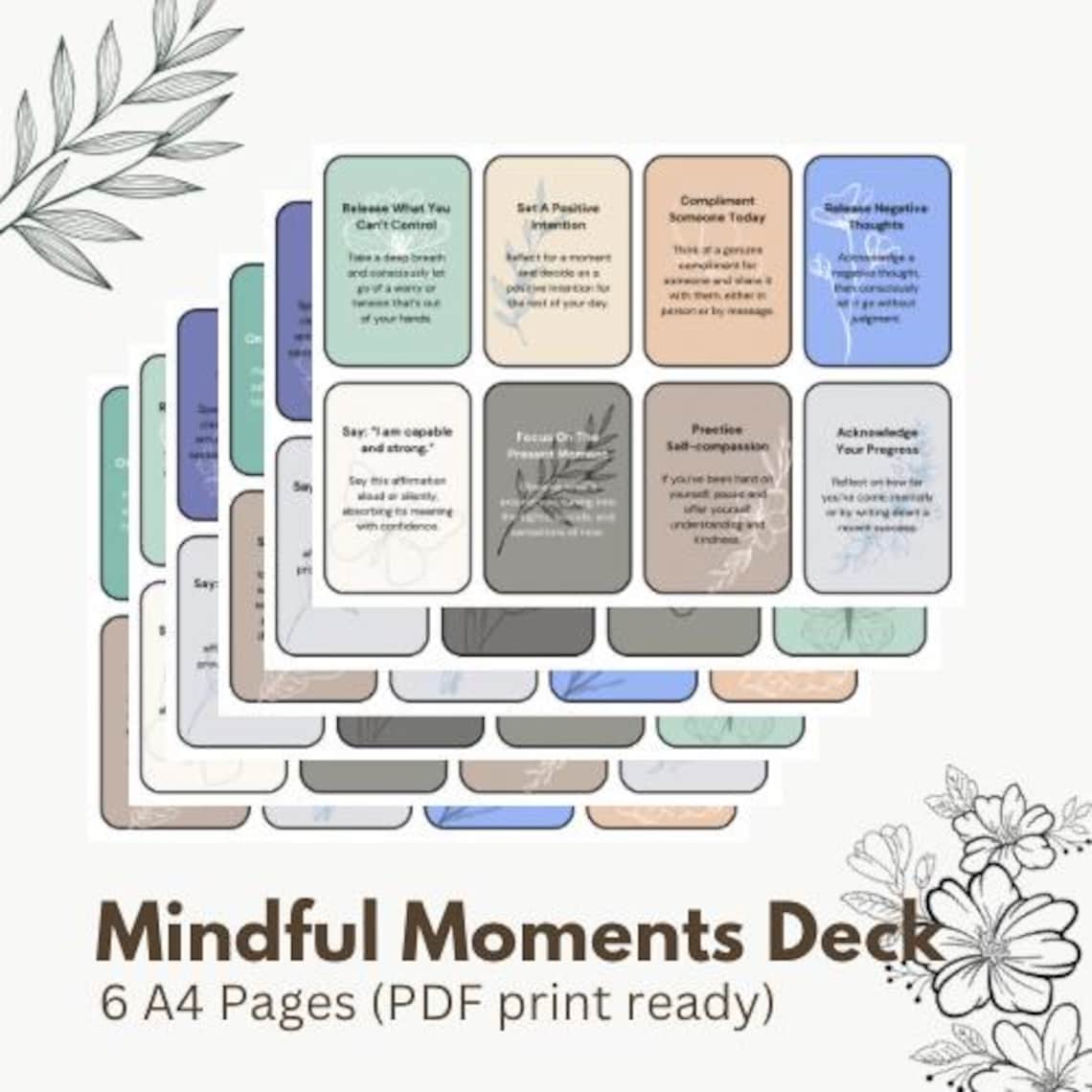 Mindful Moments Deck - Printable Mindfulness Cards for Self-care ...