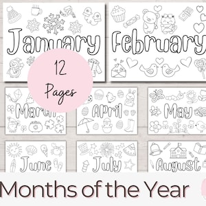 free printable 12 months of the year coloring pages